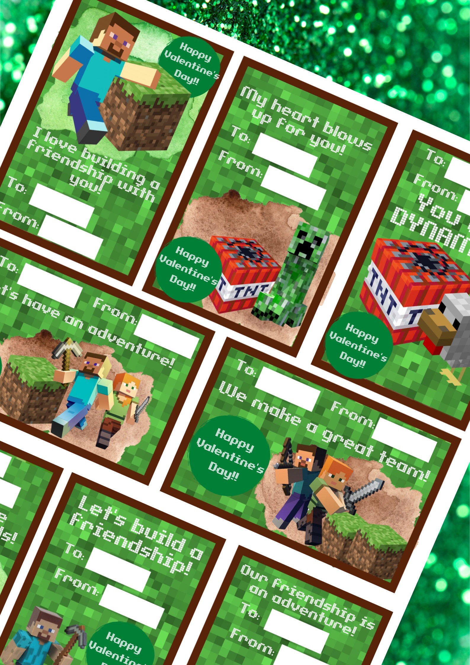 Minecraft Valentines 8 - Etsy