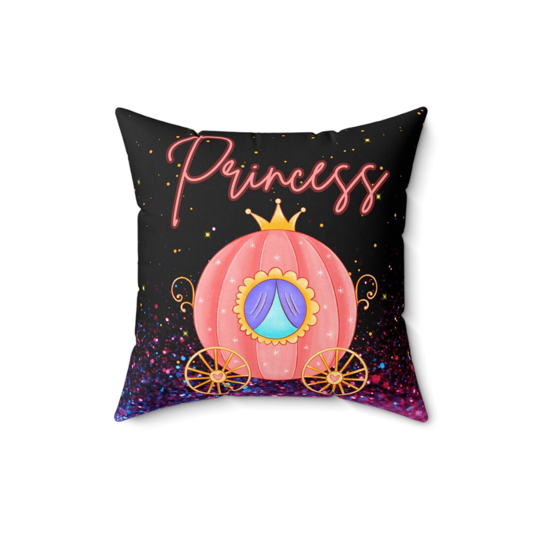 Princess Glitter Spun Polyester Square Pillow, Princess Decor, Princess ...