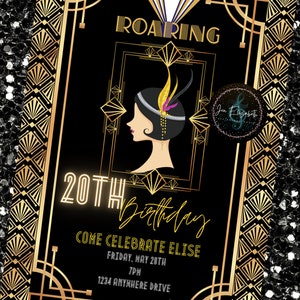 Roaring 20s Birthday/event Invitation Template, Flapper Birthday, 20s ...