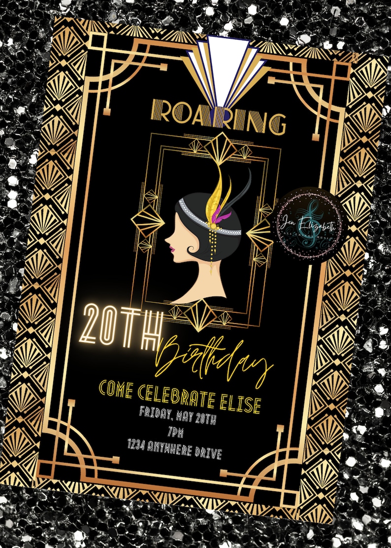 Roaring 20s Birthday/event Invitation Template, Flapper Birthday, 20s ...