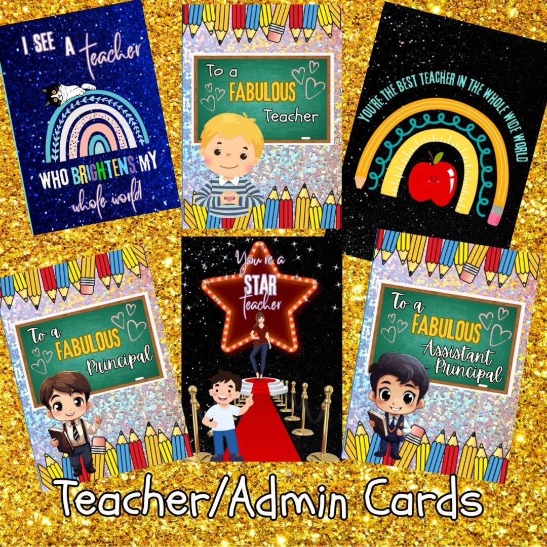 Teacher/administration Cards (from a Boy)- 6 Cards, Teacher ...