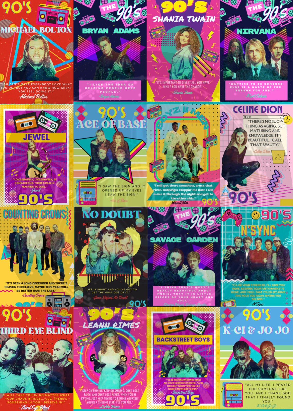 1990's Music Posters the Decades Series Set of 42 - Etsy