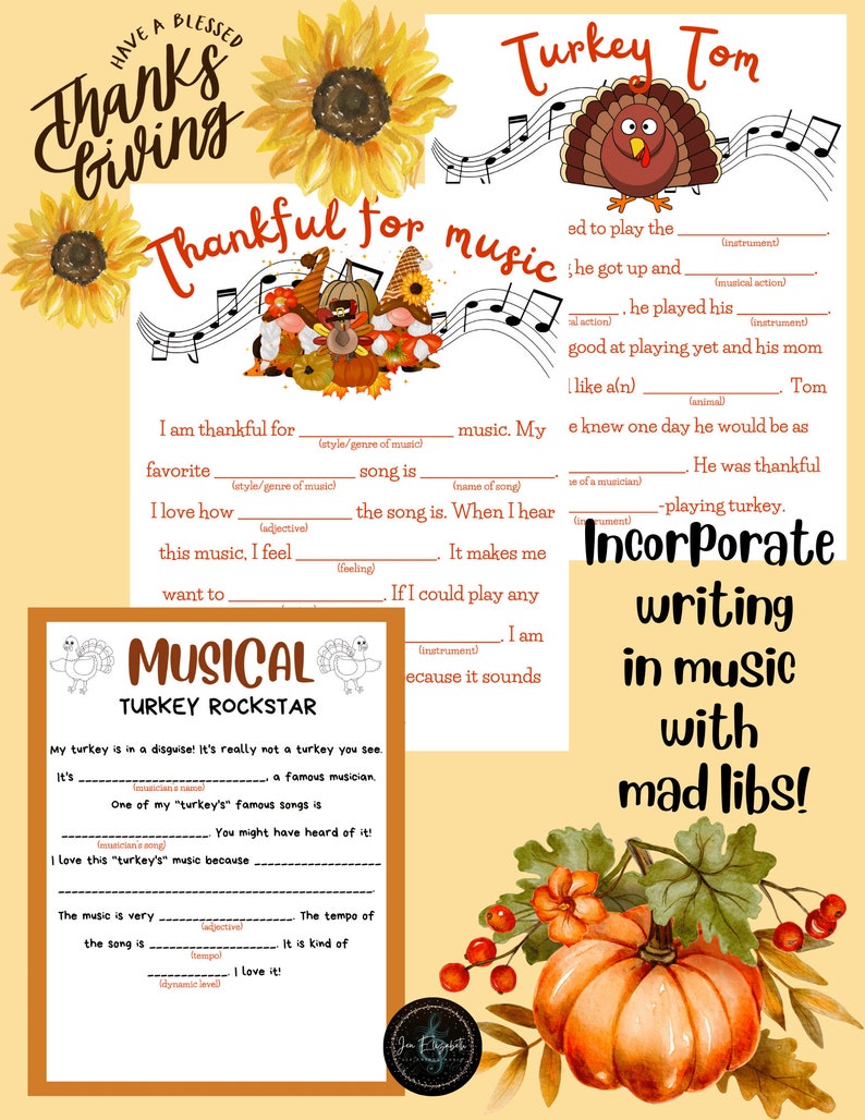 Magical Musical Fall- Set of 11 Sheets, Thanksgiving Music ...