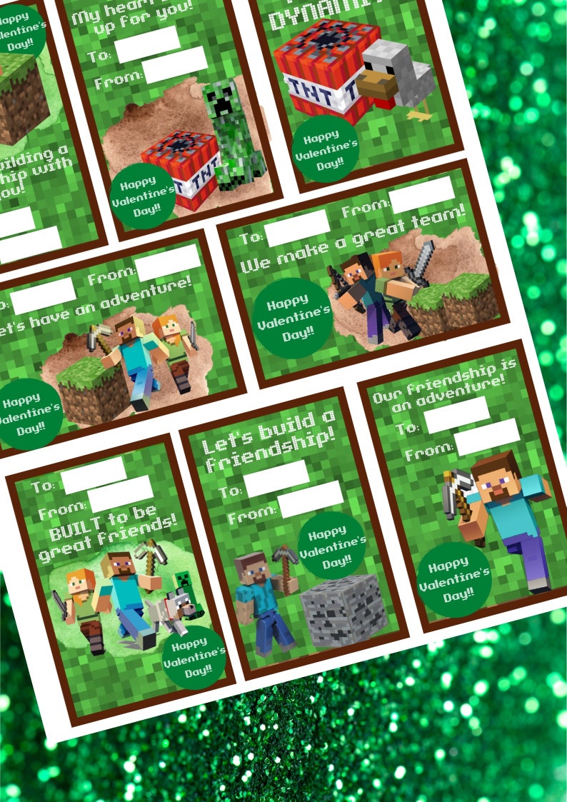 Minecraft Valentines 8 - Etsy
