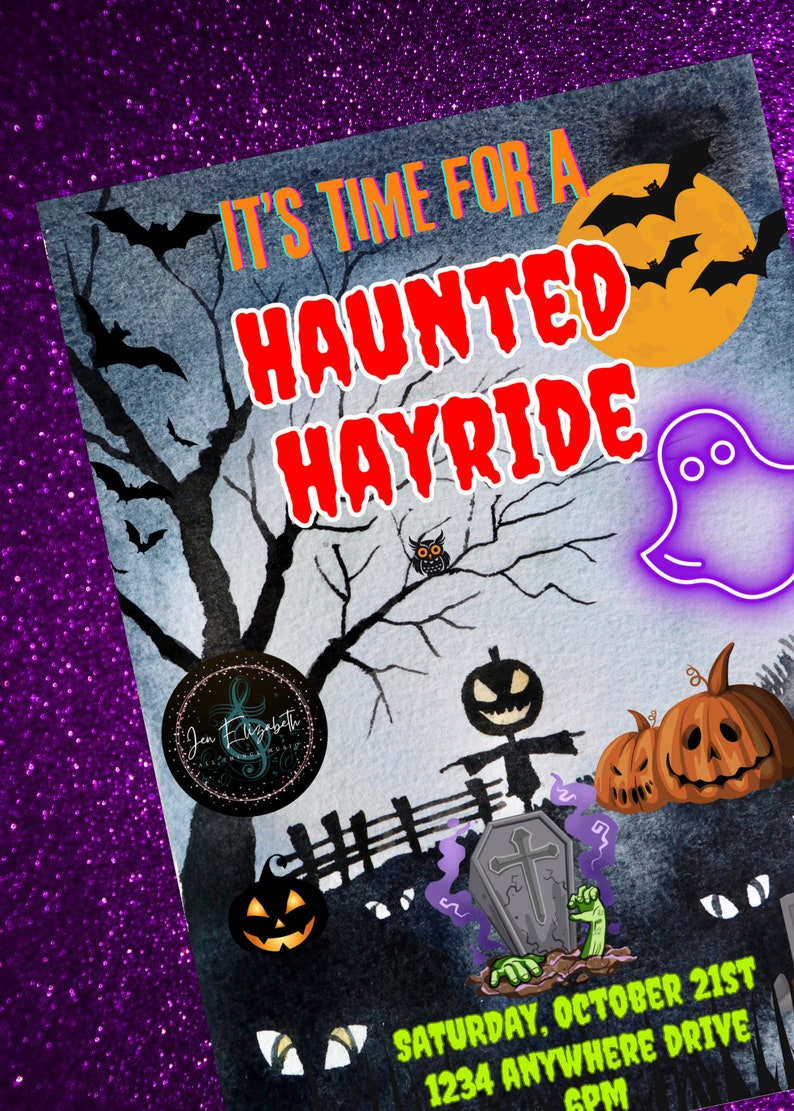 Haunted Hayride Invitation Template, Halloween Party, Hayride ...