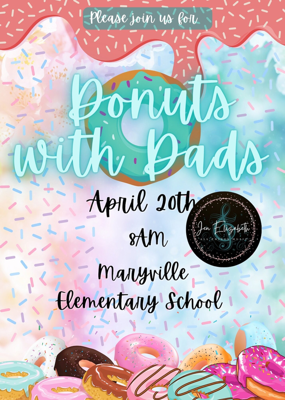 Donuts With Dads Invitation Template, Father's Day, School Event ...