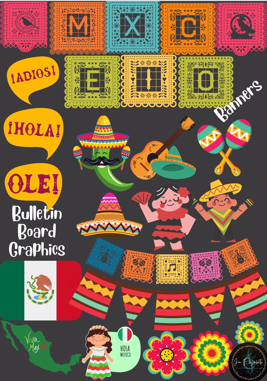 Mexico Bulletin Board Set, Borders & Coloring Pages, Cinco De Mayo ...