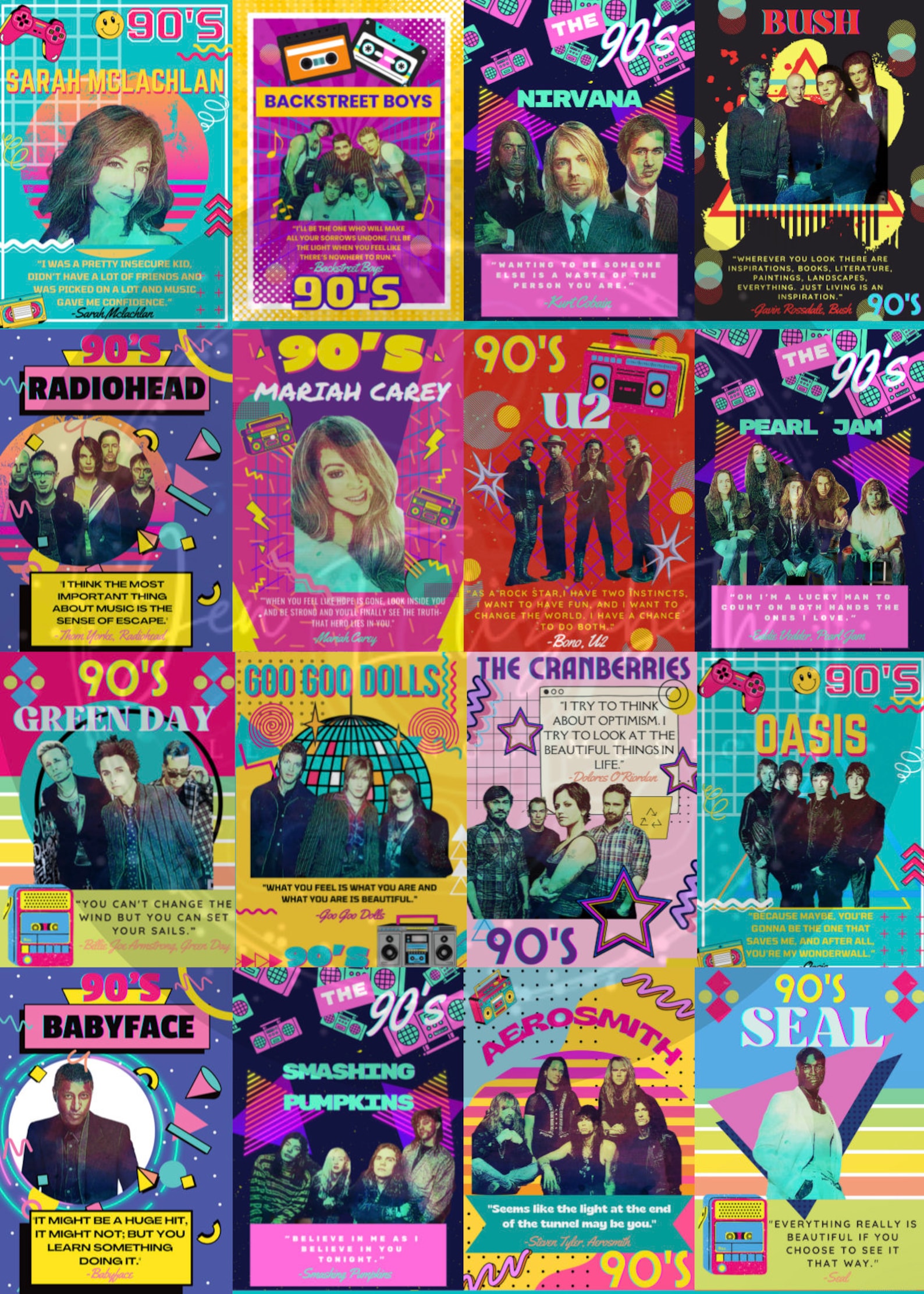 1990's Music Posters- the Decades Series- Set of 42, Music Classroom ...