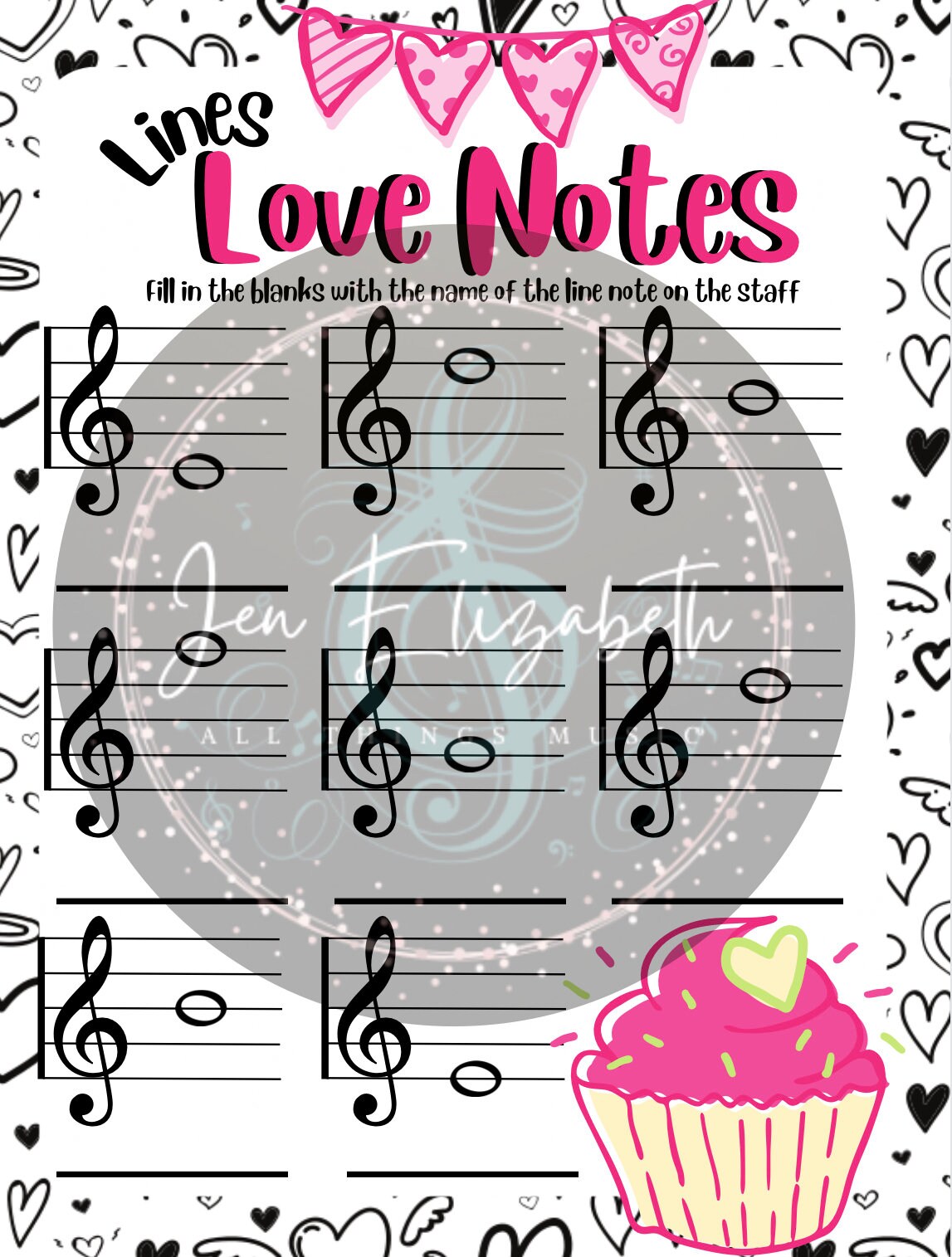 Love Notes, Set of 12 Worksheets, Music Worksheet, Music Education ...