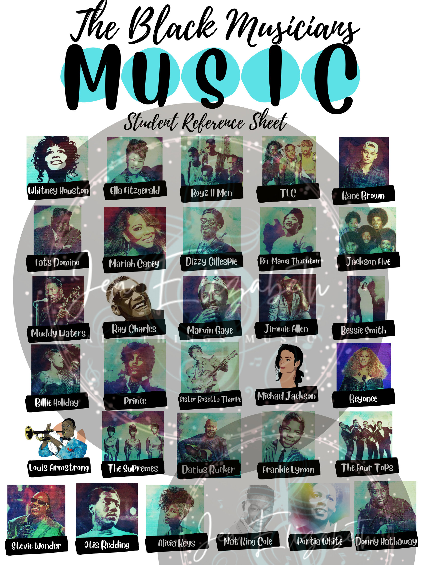 Black Musician Music Bingo- Set of 30 Cards, Printable Bingo, Printable ...