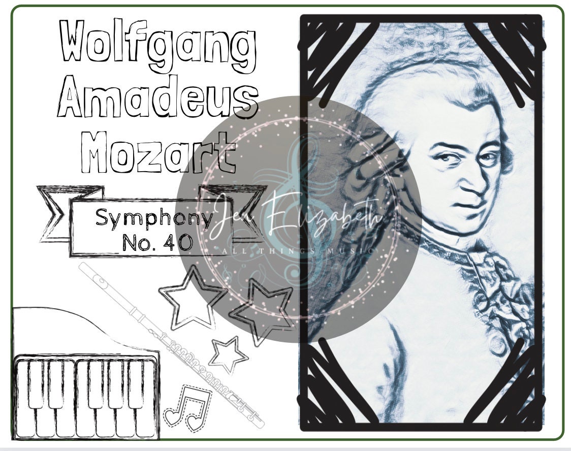 The Classics- Coloring Pages, Set of 4, Classical Music, Music Coloring ...