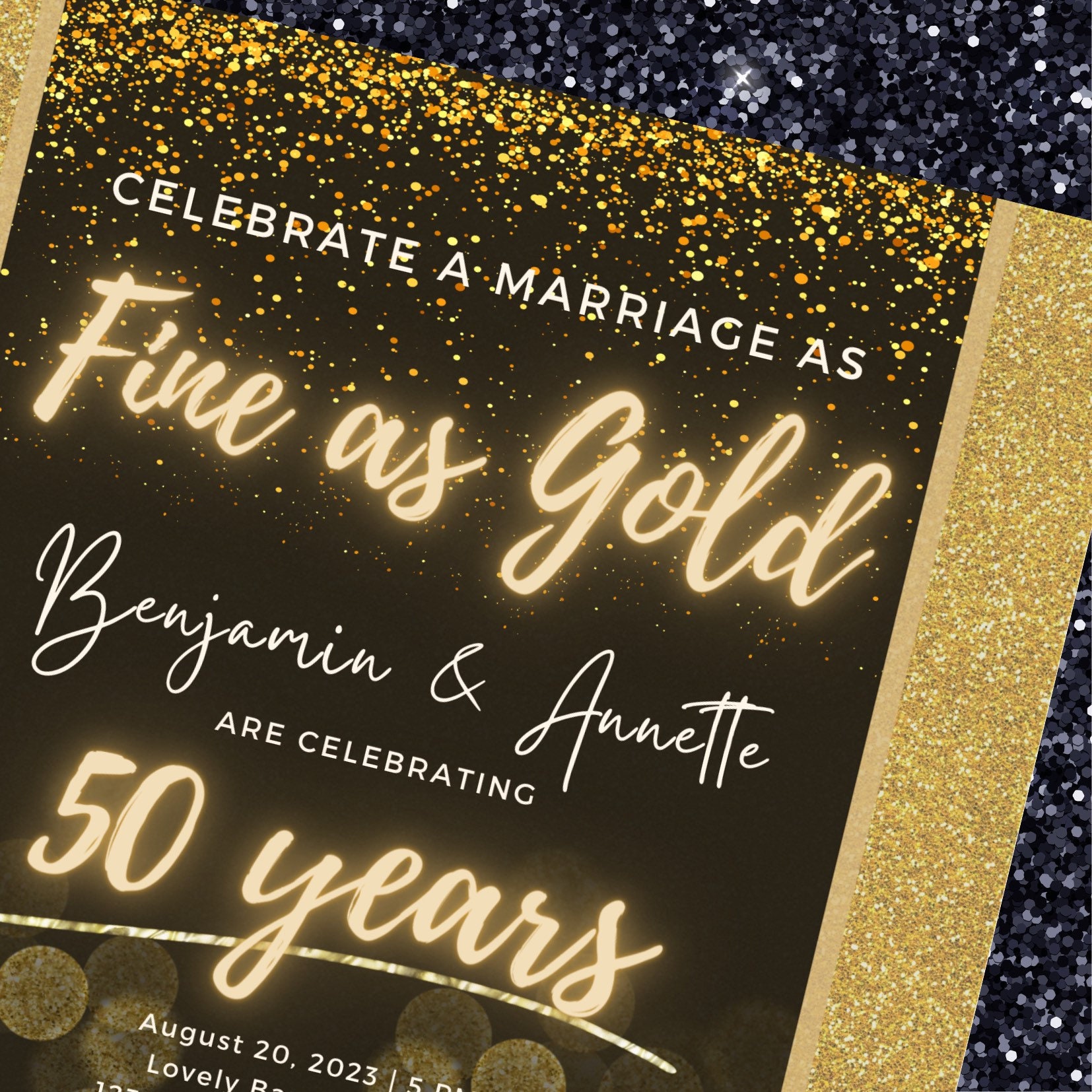 Fine as Gold Anniversary Invitation Template - Etsy