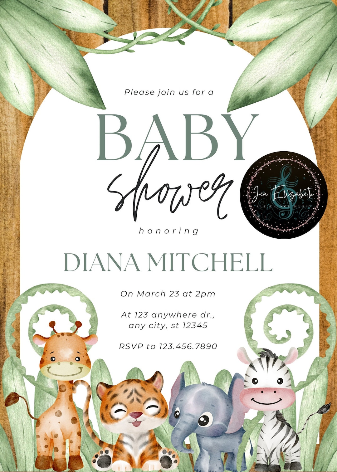 Safari Baby Shower Template, Baby Shower Invitation, Safari Party ...
