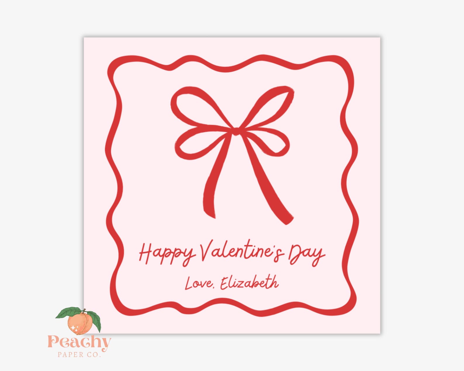 Printable Valentine’s Day Red Bow Tag, Classroom Valentine’s Day Card ...