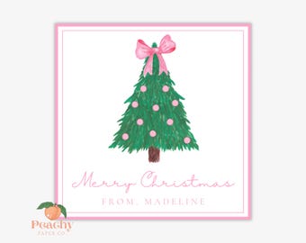 Printable Christmas Gift Tag, Watercolor Bow Gift Tag, Editable Holiday ...