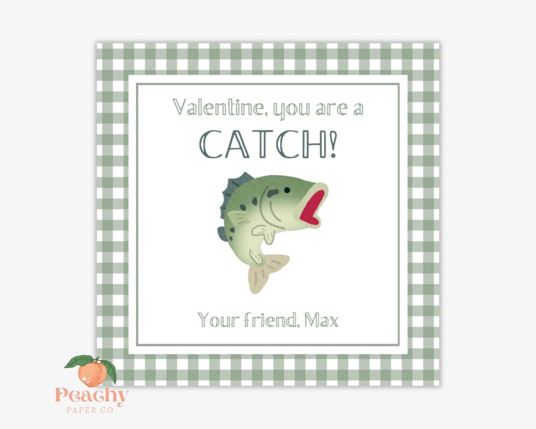 Printable Valentine’s Day Tag, Watercolor Fish Classroom Valentine Card ...