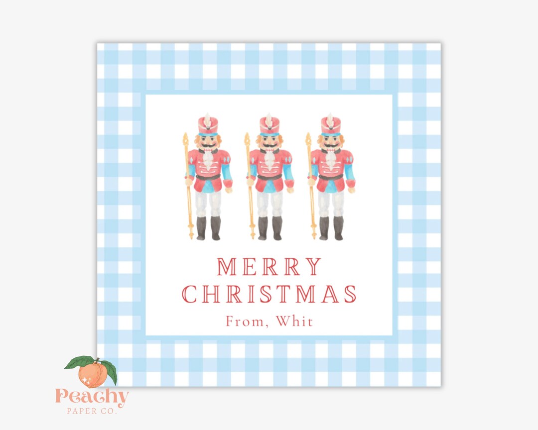 Printable Christmas Tag, Watercolor Nutcracker Gift Tag, Personalized ...
