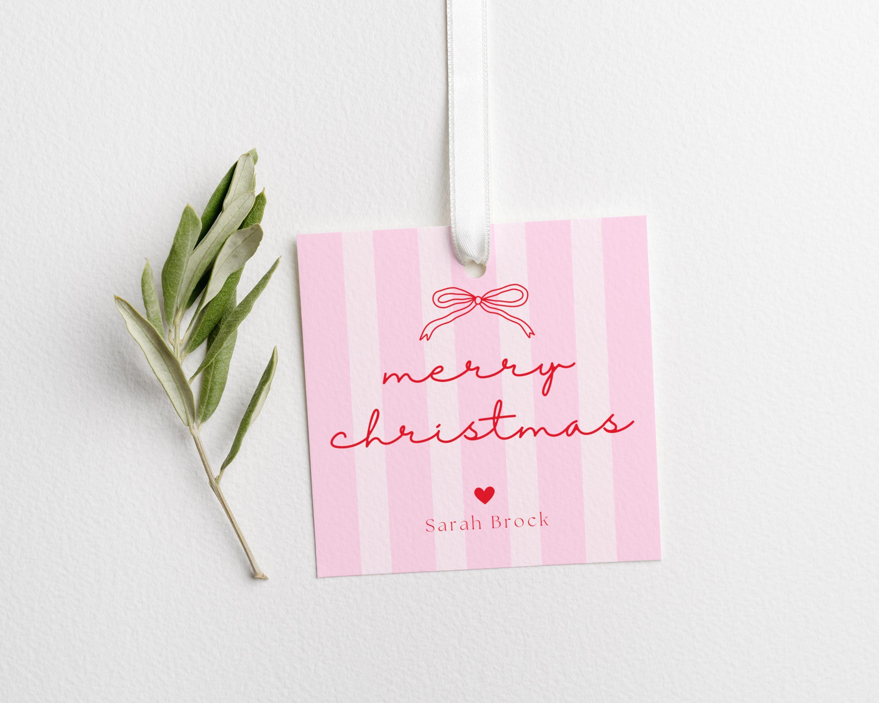 Printable Christmas Tag, Christmas Bow Gift Tag, Merry Christmas Tag ...