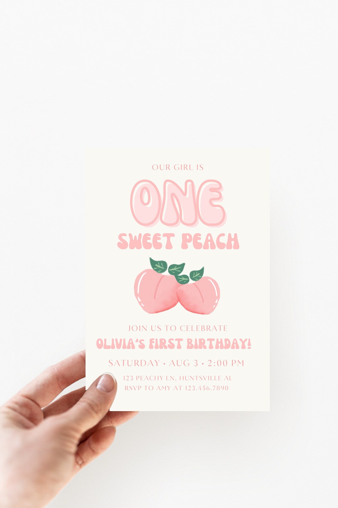 One Sweet Peach Party Invitation, Peach Party, First Birthday Party ...