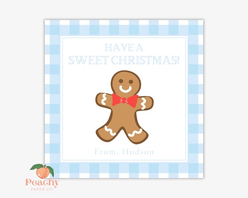 Printable Blue Gingerbread Man Gift Tags, Classroom Gift Tags ...
