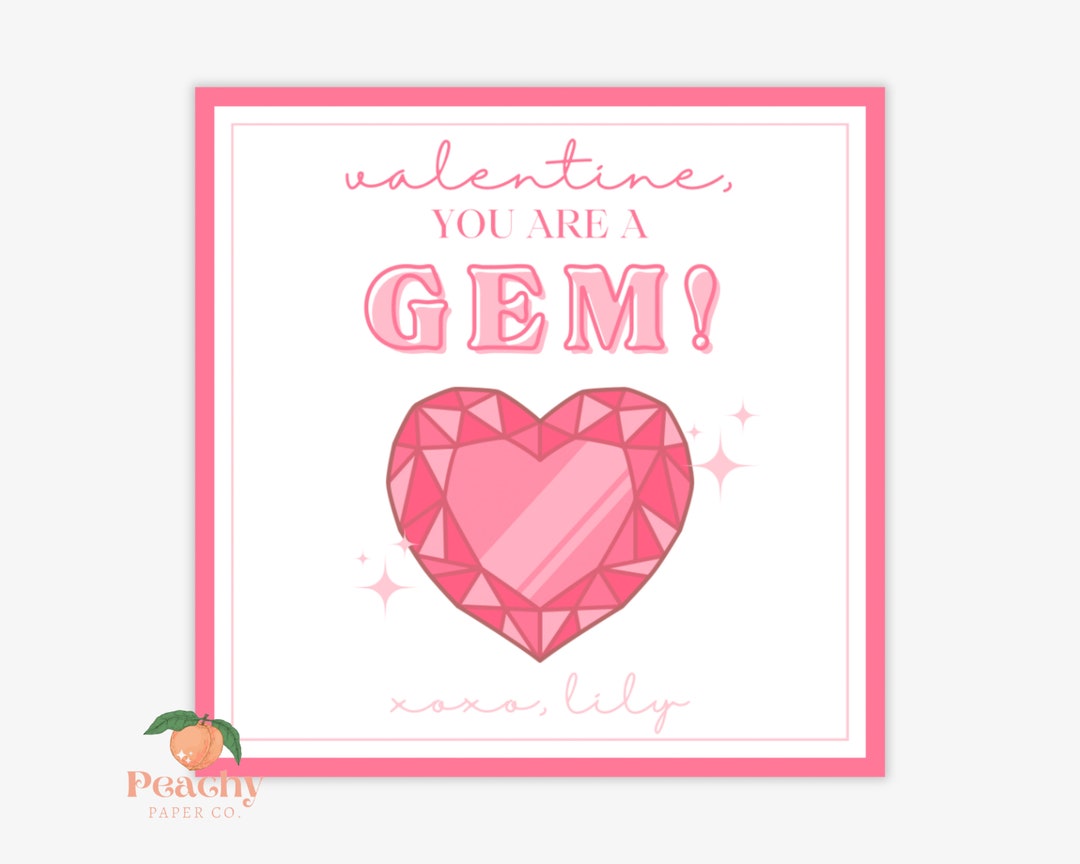 Printable You Are A Gem Valentine’s Day Tag, Classroom Valentine’s Day ...