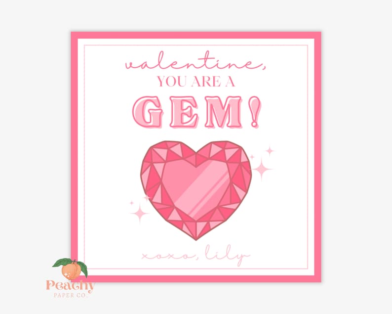 Printable You Are A Gem Valentine’s Day Tag, Classroom Valentine’s Day ...