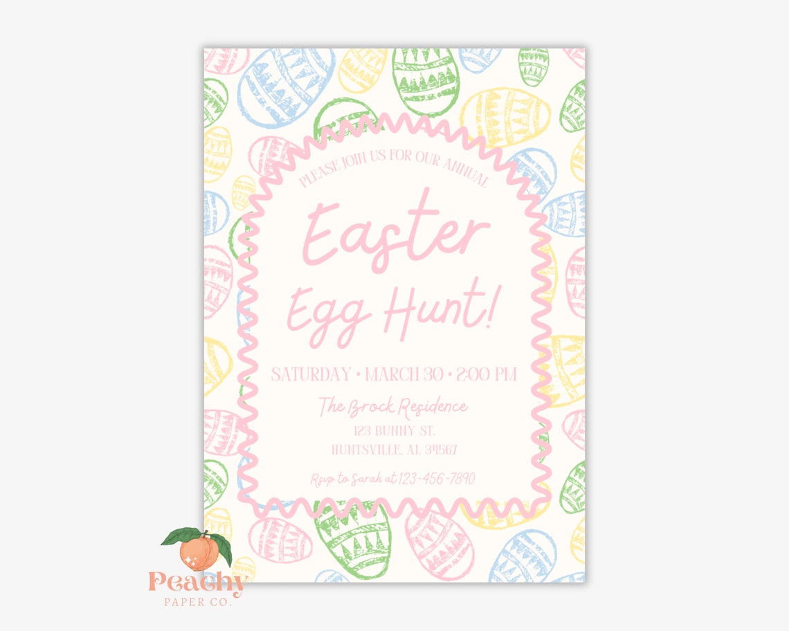 Printable Easter Invite, Easter Egg Hunt, Editable Easter Invitation ...