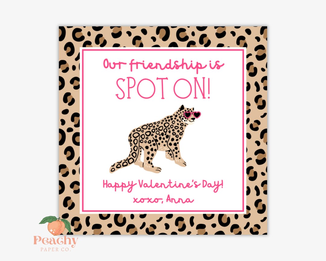 Printable Valentine’s Day Cheetah Tag, Cheetah Print Classroom ...