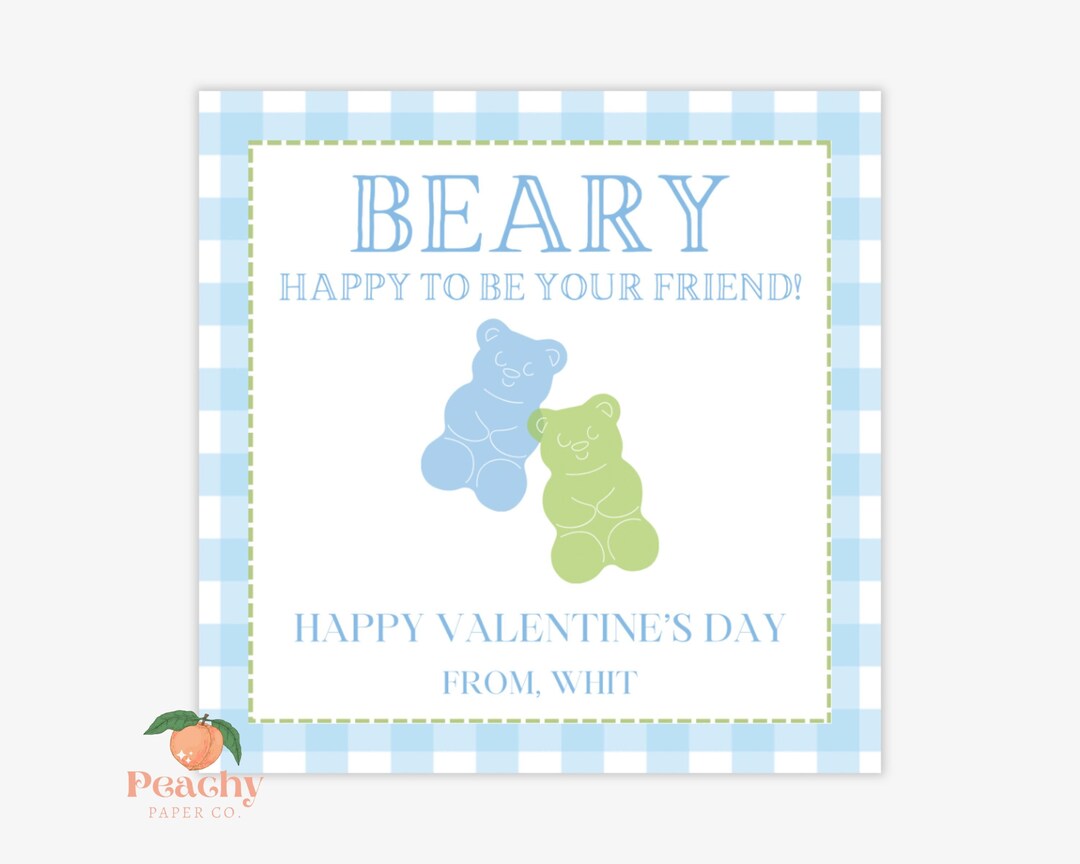 Printable Gummy Bear Valentine’s Day Tag, Classroom Valentine’s Day ...