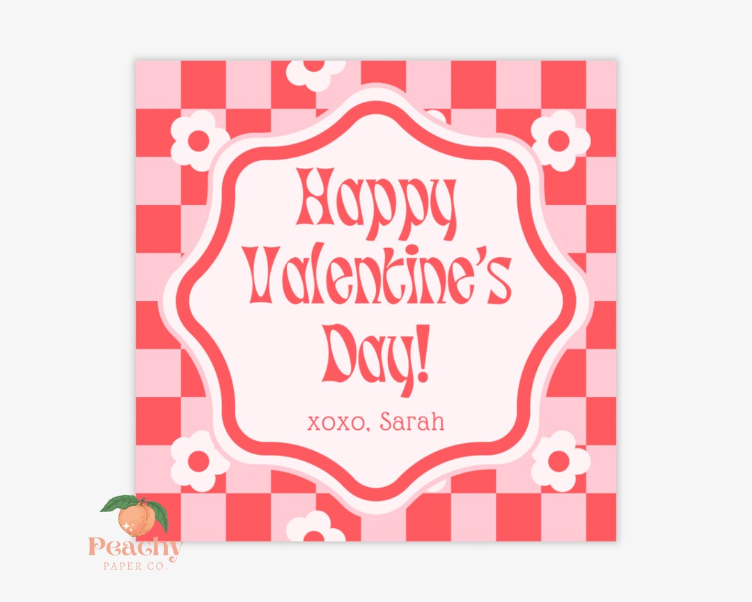 Printable Checkered Valentine’s Day Card, Classroom Valentine’s Day ...