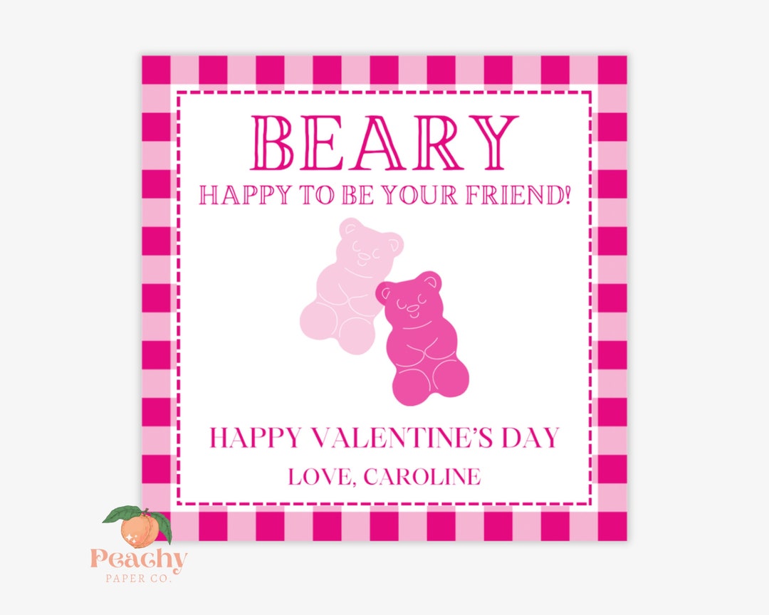 Printable Gummy Bear Valentines Day Tag, Classroom Valentines Day Card ...