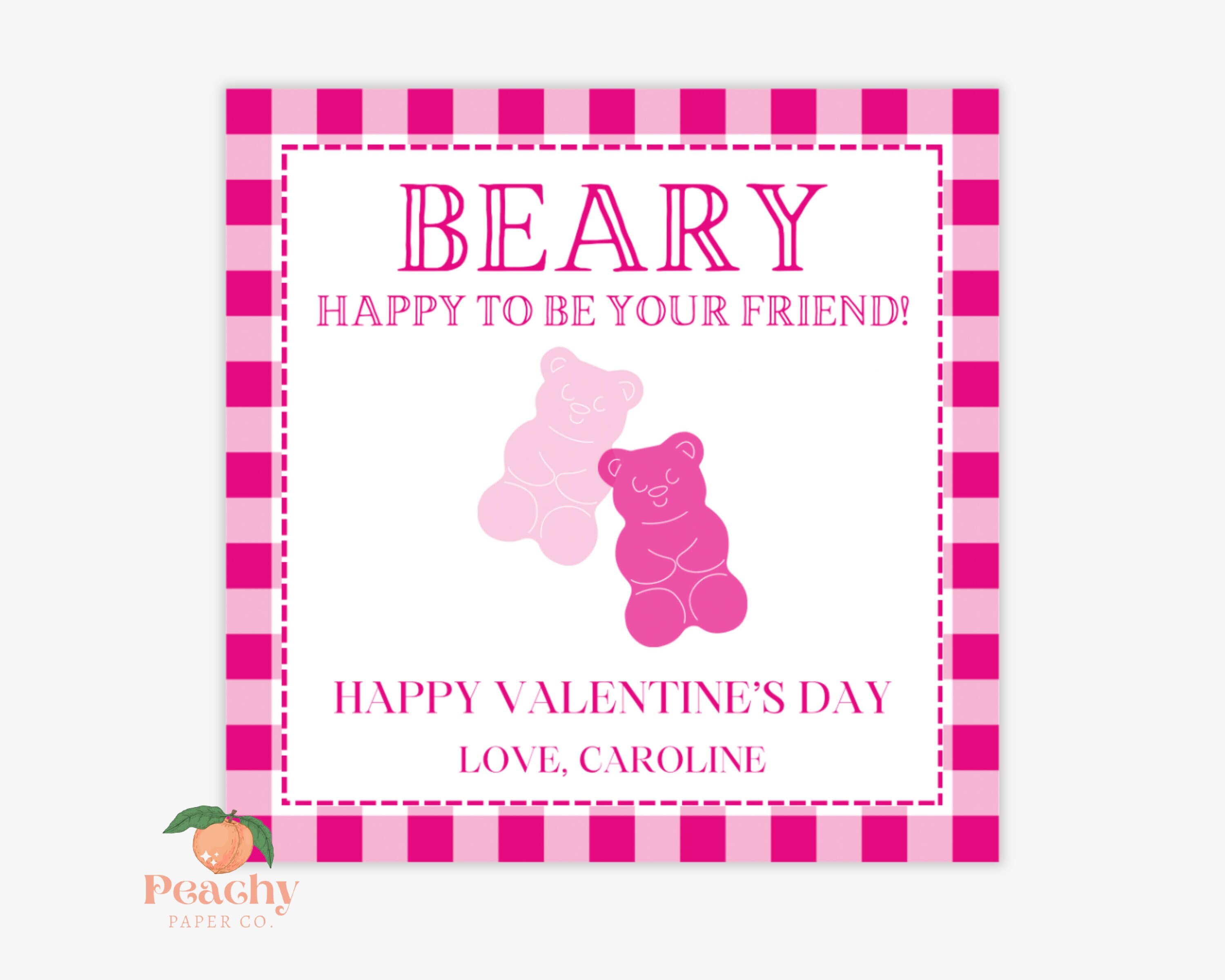 Printable Gummy Bear Valentine’s Day Tag, Classroom Valentine’s Day ...
