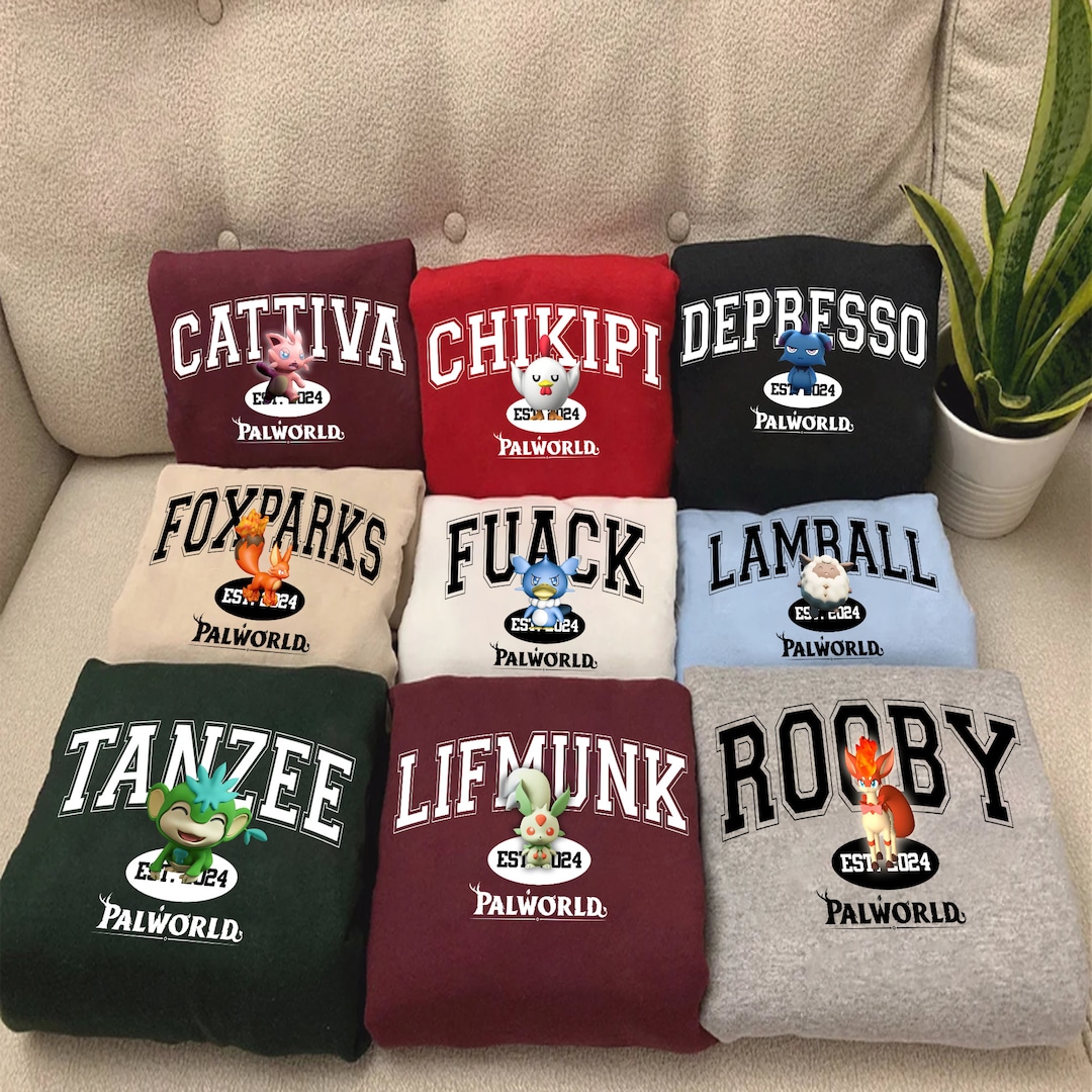 Cute Palworld Characters Sweatshirt, Chikipi Grizzbolt Shirt, Palworld ...