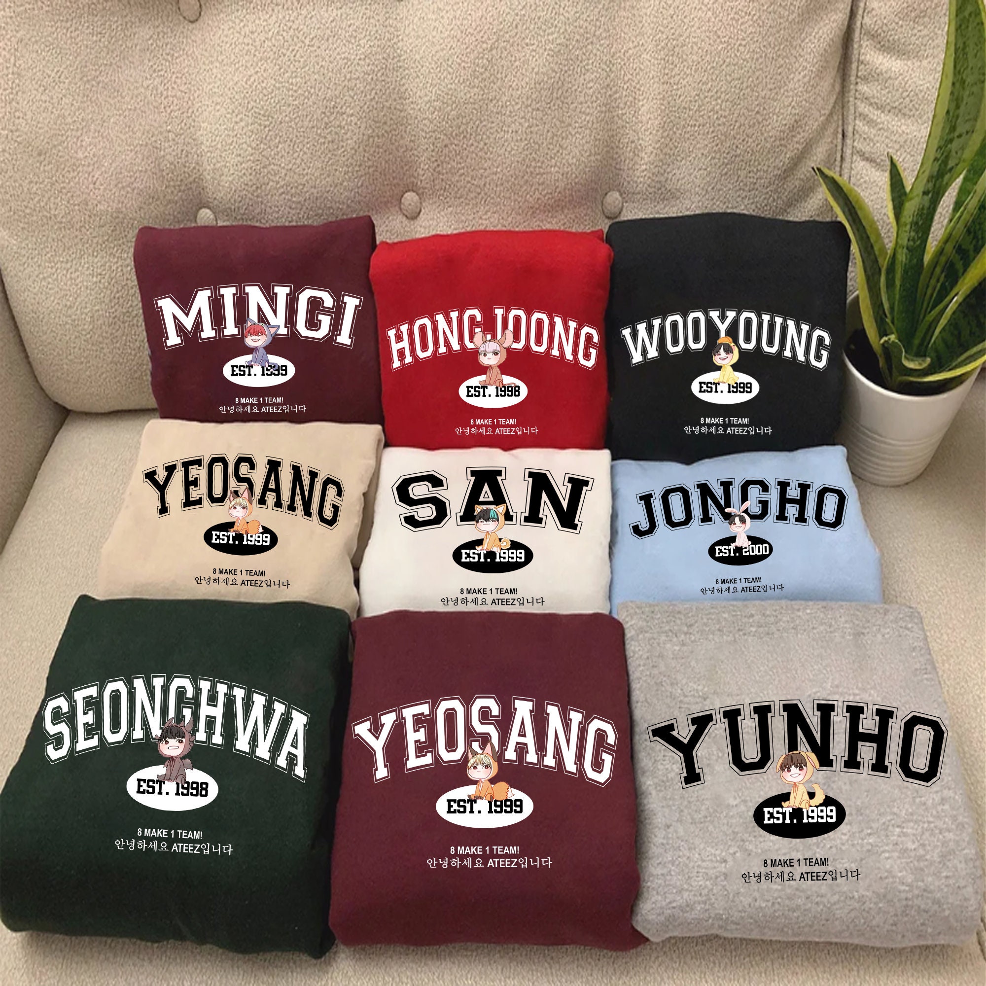 Cute Ateez Members Chibi Sweatshirt Ateez the Fellow Ship - Etsy