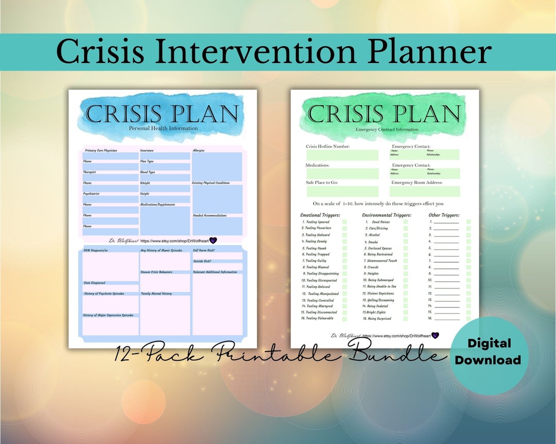 Therapy Bundle Crisis Intervention Preparation Plan for Mental Health ...