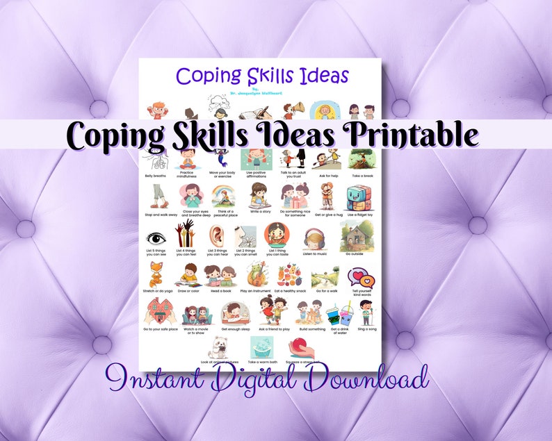 Coping Skills Printable Digital Download Mental Health Office Decor for ...