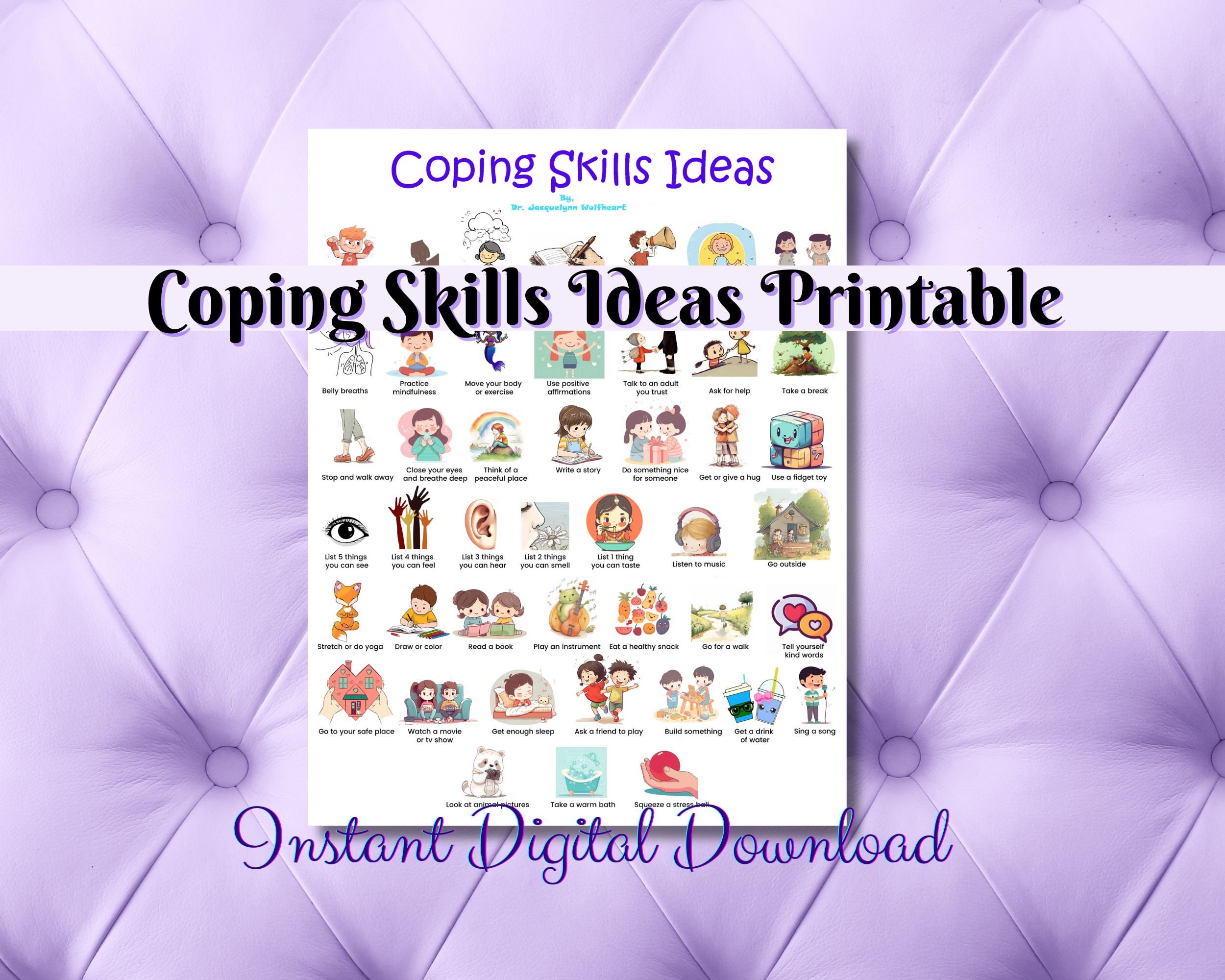 Coping Skills Printable Digital Download Mental Health Office Decor for ...