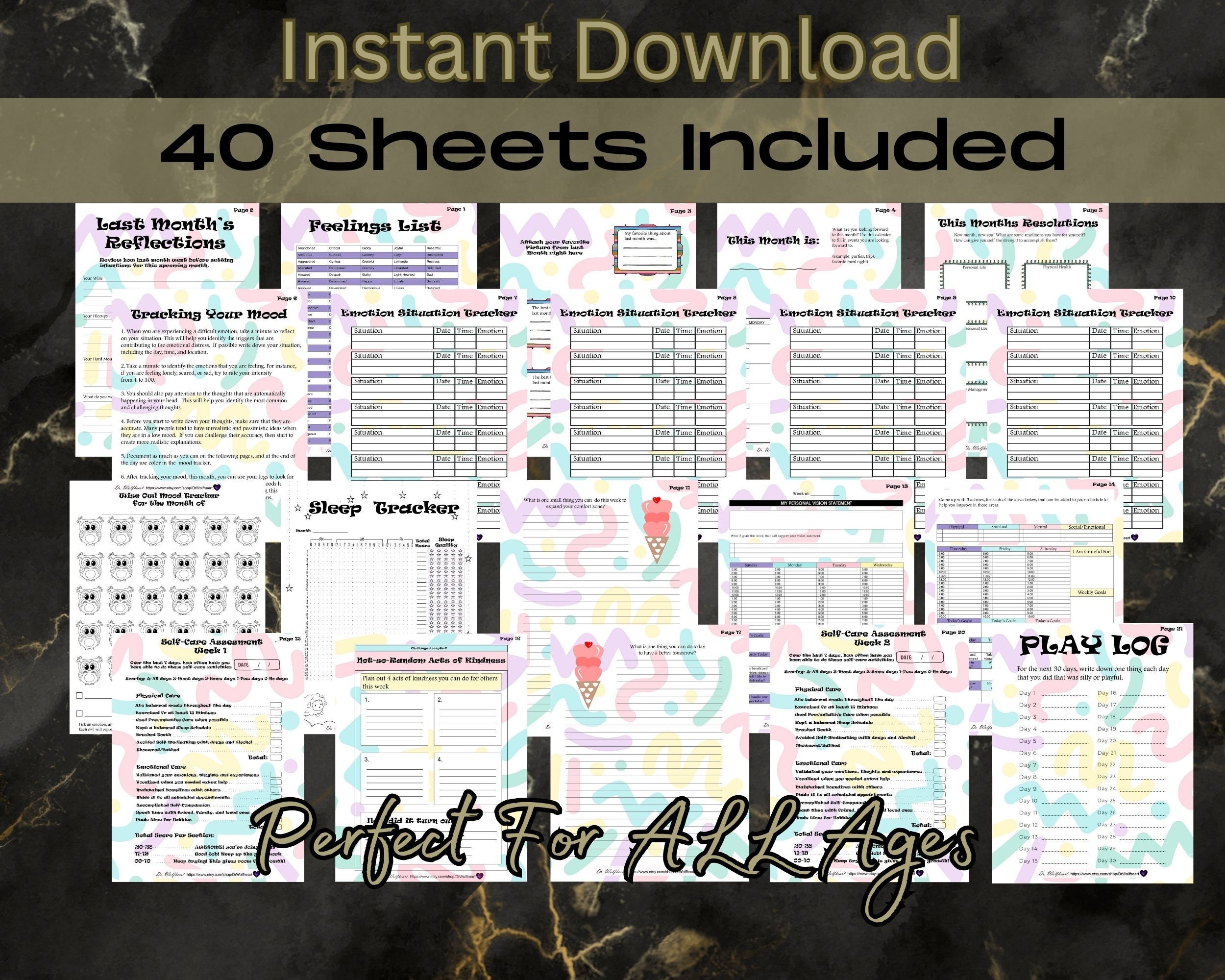 Printable Mental Health Activities CBT Worksheets Situation Processing ...