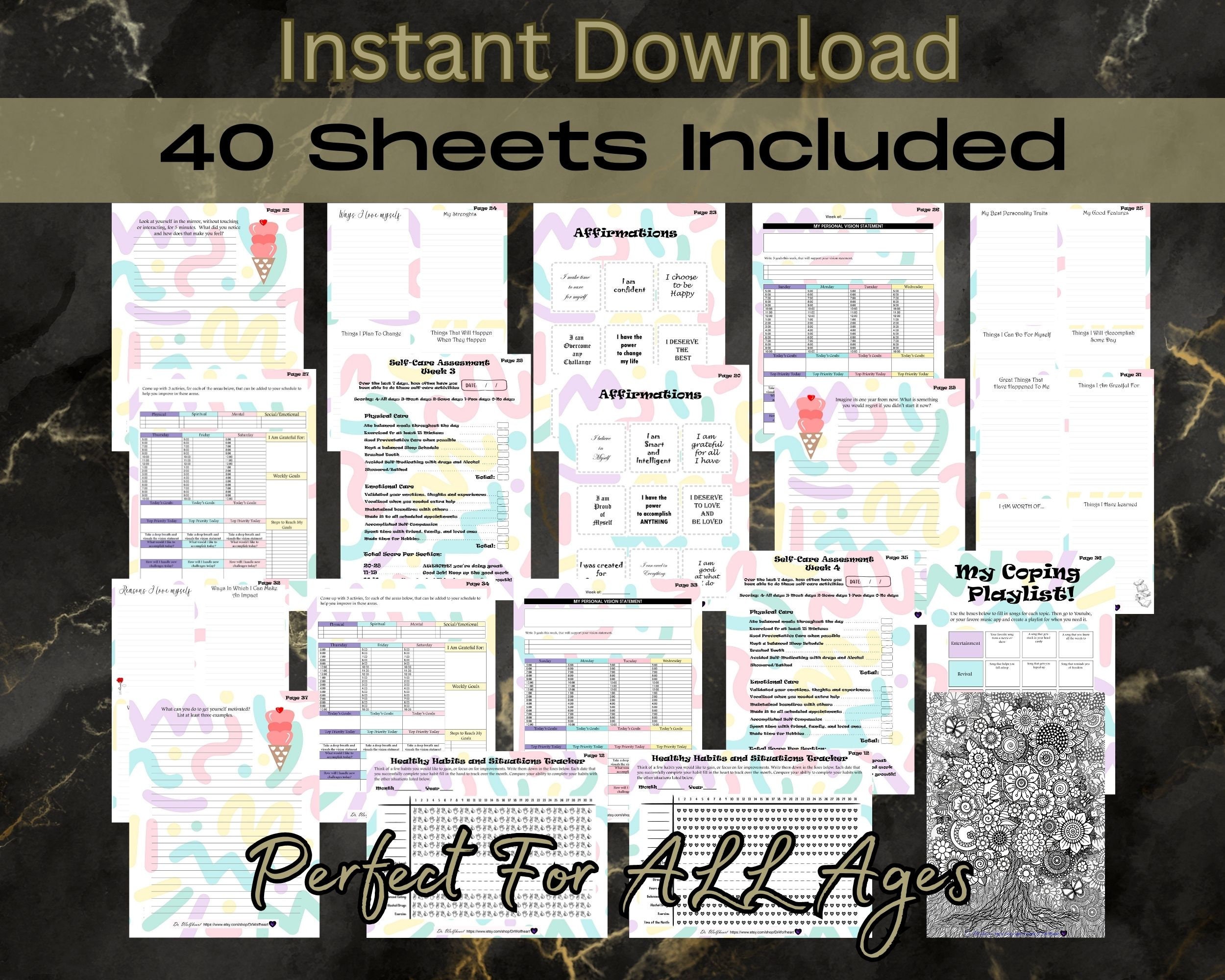 Printable Mental Health Activities CBT Worksheets Situation Processing ...