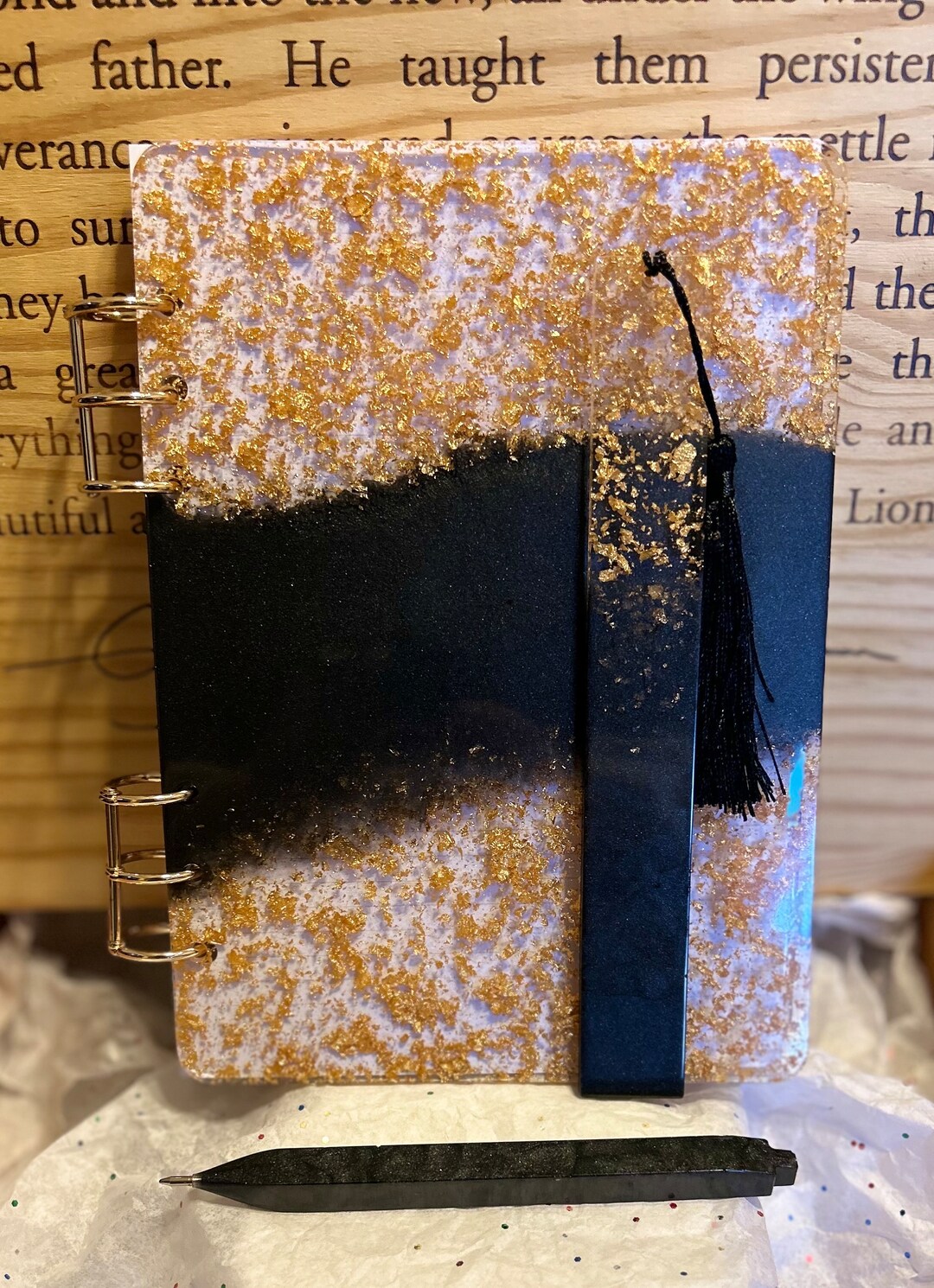Handmade Resin Notebook Gift Set: A5 Lined Paper, Bookmark & Pen - Etsy