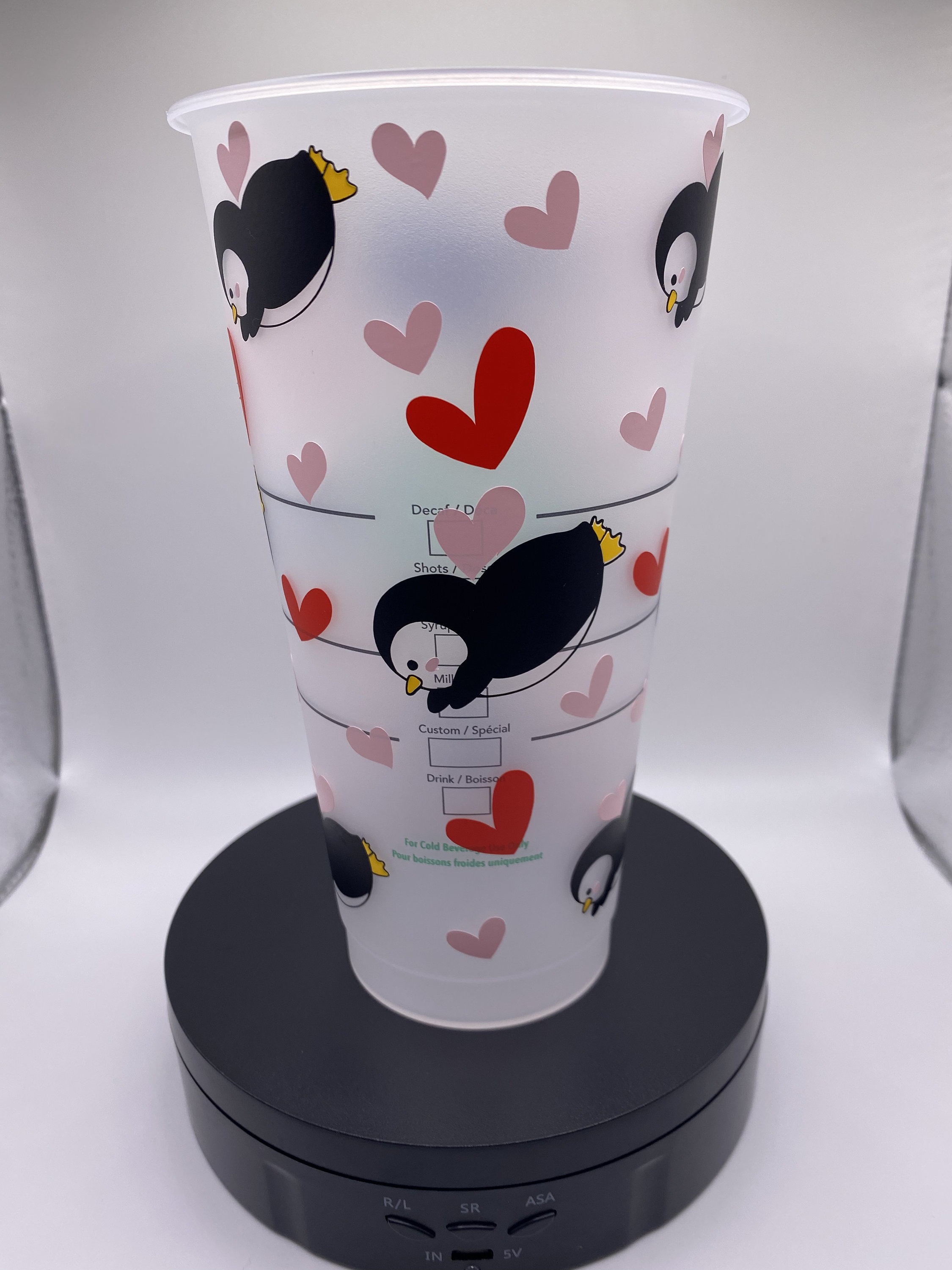 Penguin Starbucks Reusable Cold Cup: Heart Design, 24oz - Etsy