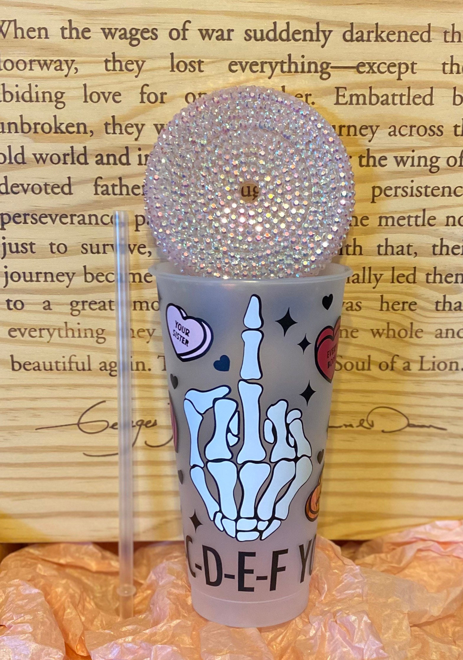Middle Finger Cold Cup | Funny Cold Cup| Rhinestone Cold Cup | Middle ...