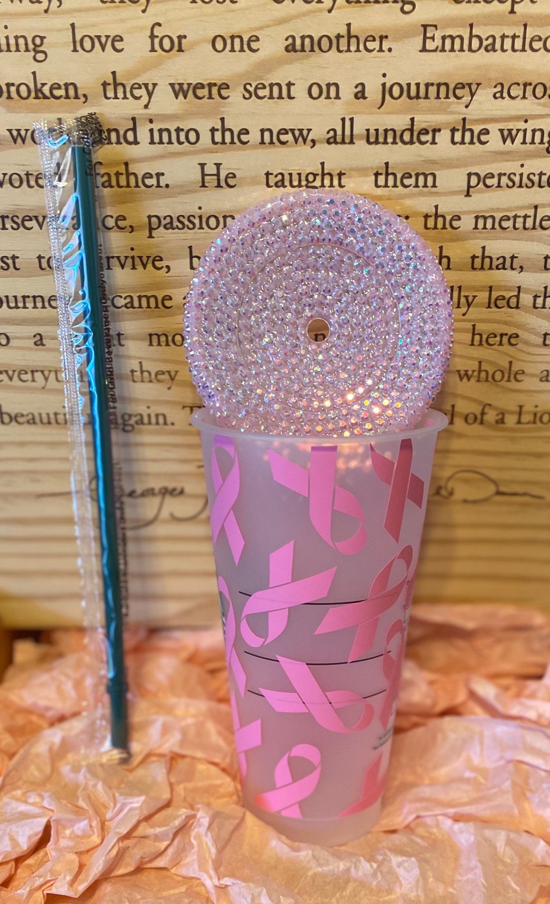 Breast Cancer Awareness Starbucks Cold Cup With Rhinestone Lid - Etsy