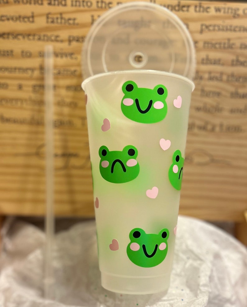 Frog Cold Cup | 24oz Vinyl Decal Cup With Straw - Etsy