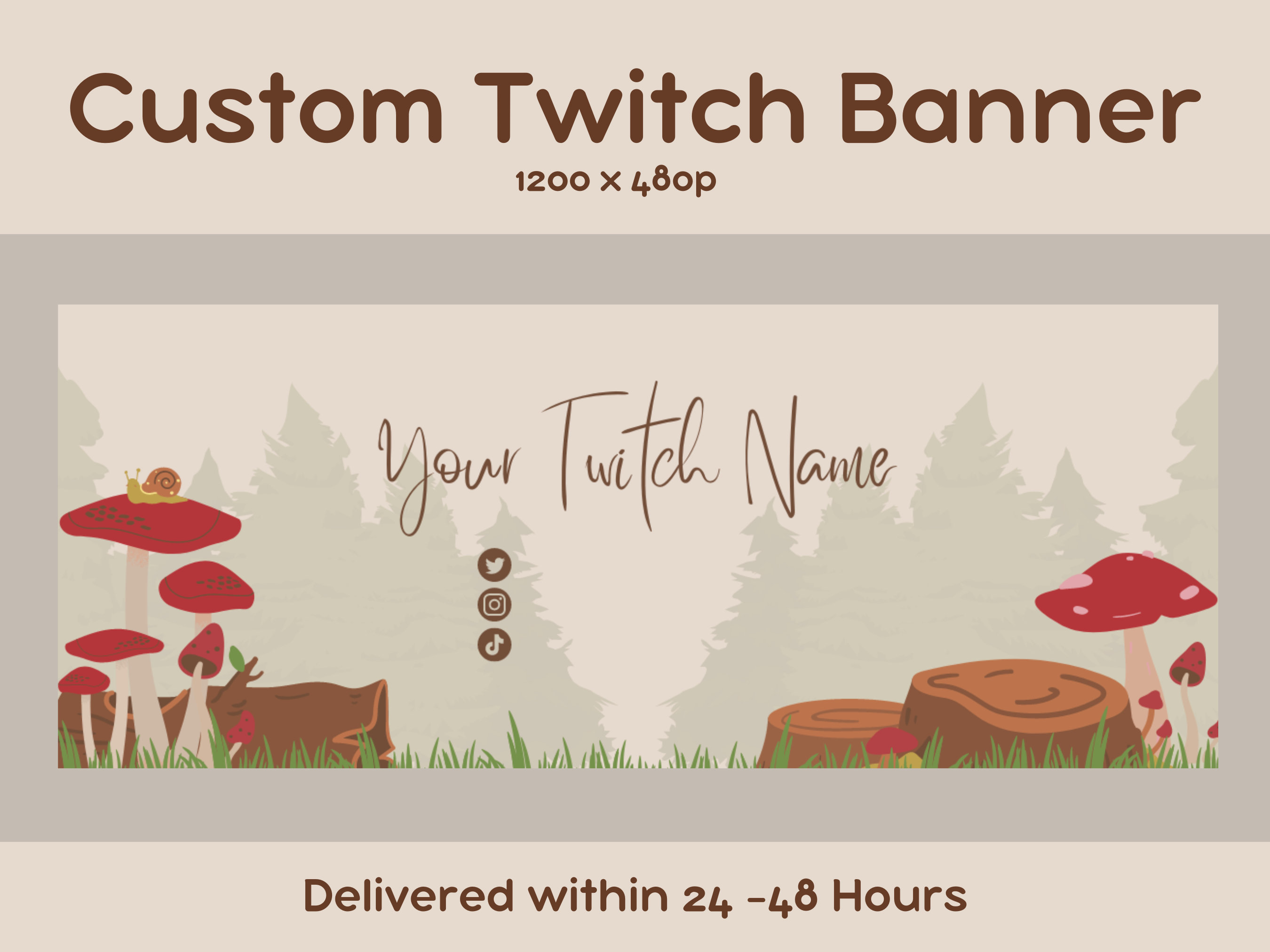 Twitch Banner, Cottagecore Twitch Banner, Mushroom Twitch Overlay ...