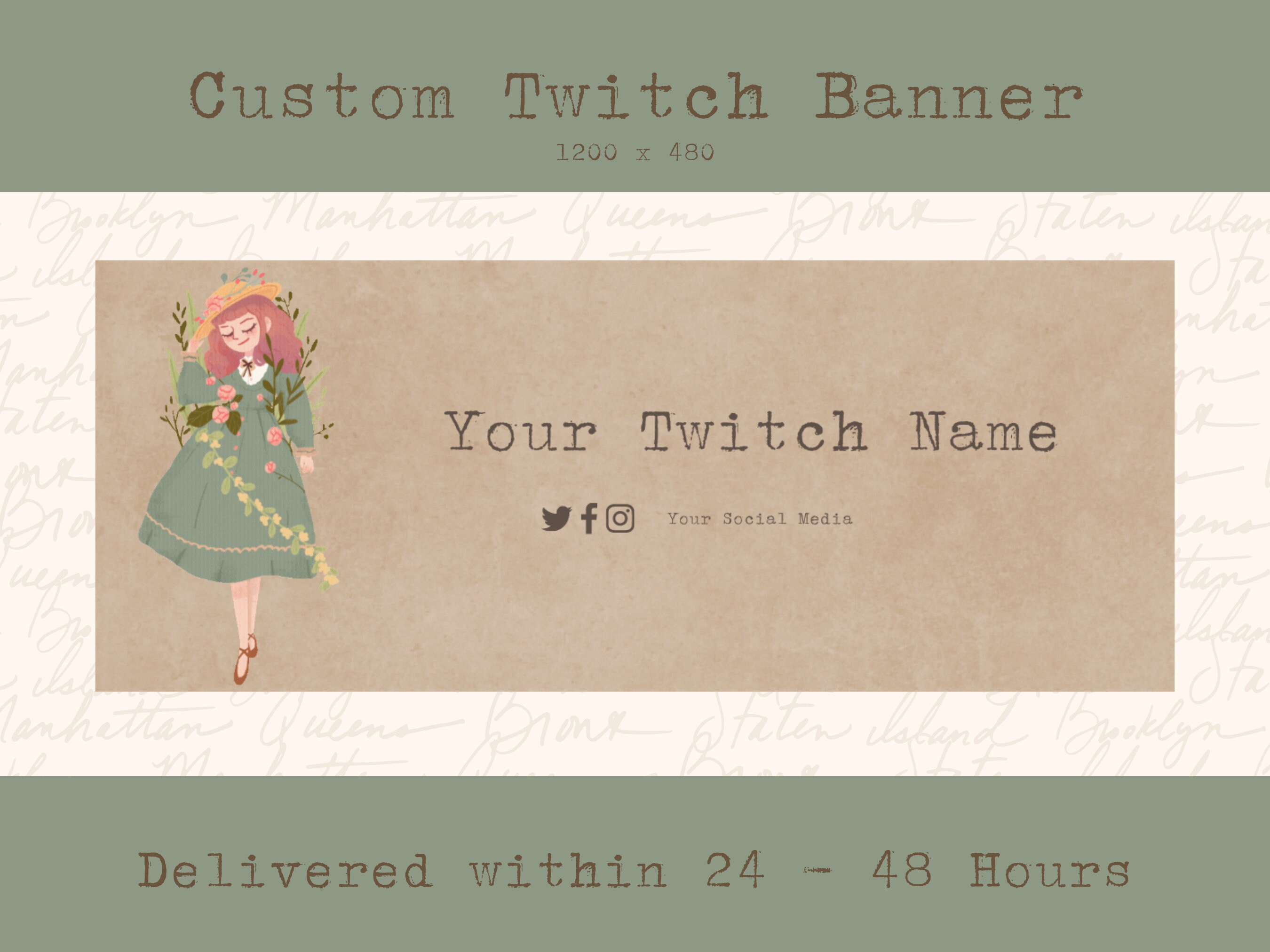 Custom Twitch Banner, Cottagecore Twitch Panel, Twitch Stream Profile ...