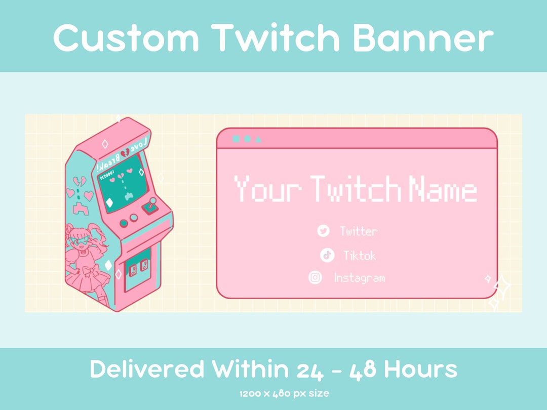 Custom Twitch Banner: Pastel Pixel Arcade, Kawaii Overlay - Etsy
