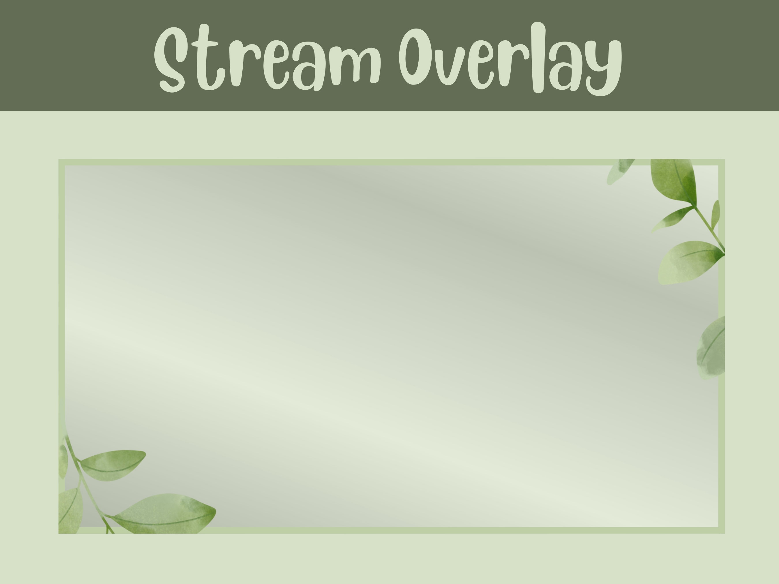 Sage Green Leaf Twitch Overlay – Nature / Botanical Stream Graphics ...