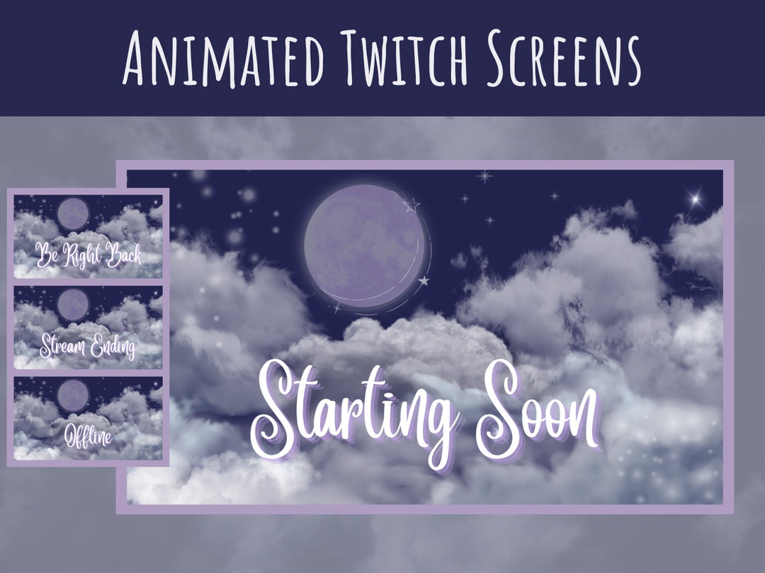 Cozy Cloud Stream Animated Screens, Lofi Twitch Overlay, Moon Twitch ...