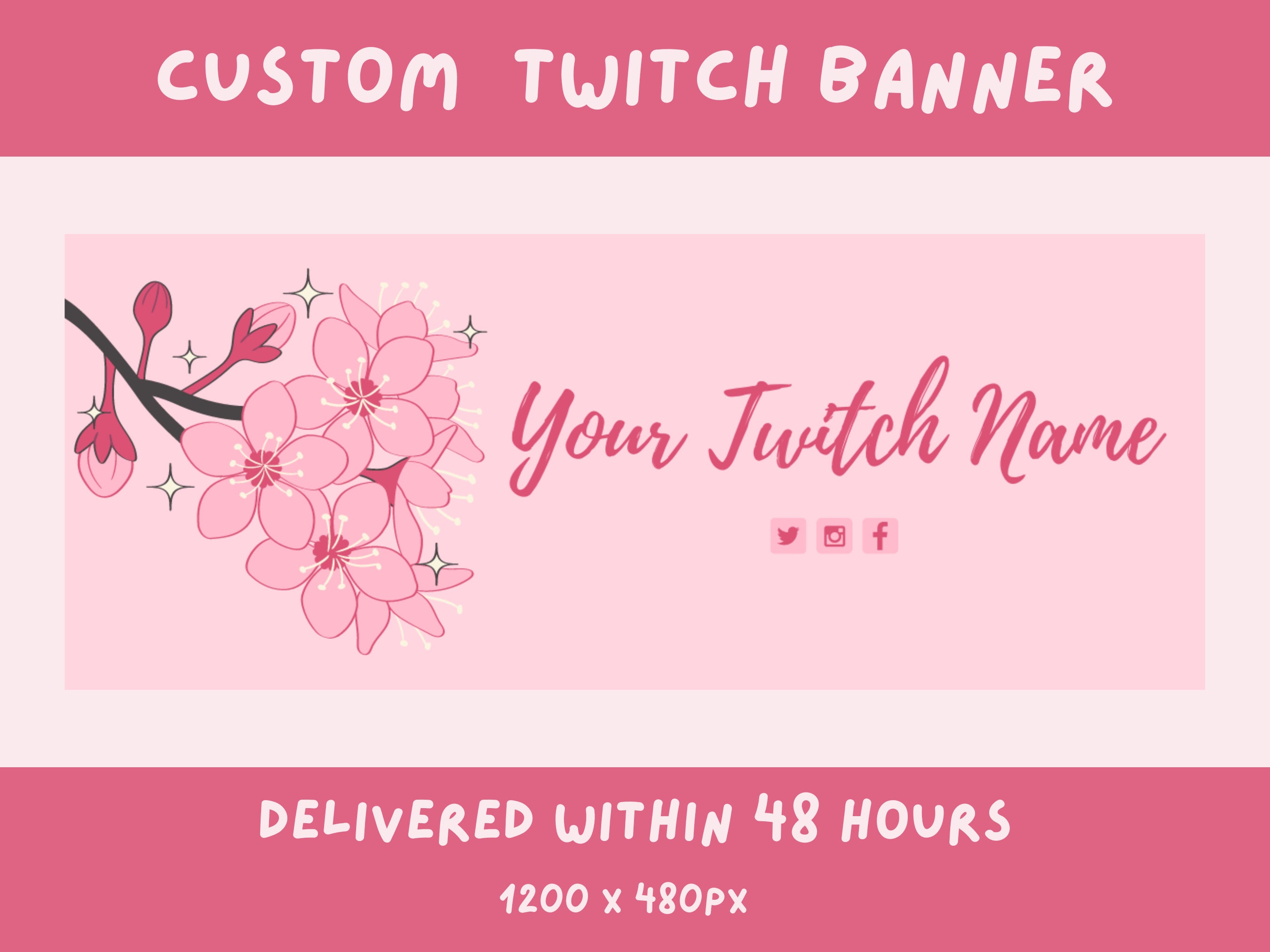Sakura Twitch Banner, Cherry Blossom Twitch Banner, Pink Banner, Custom ...